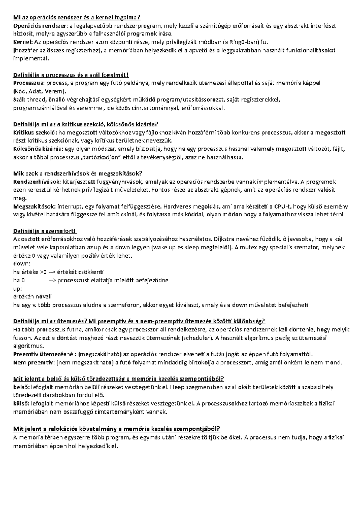 Op rendszerek beugró - 2016/17-es dia sorbol kinyert beugro fogalmak ...