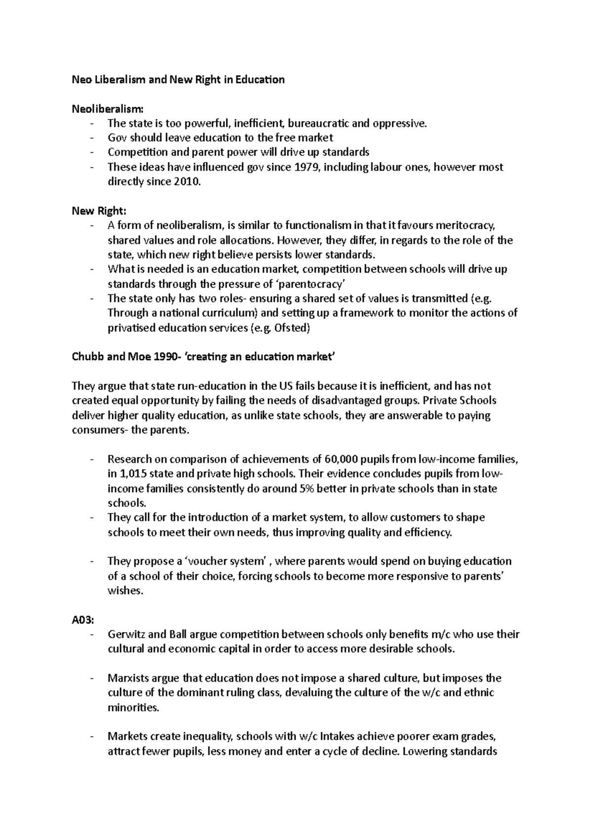 Neo Liberalism and New Right in Education - Neo Liberalism and New ...