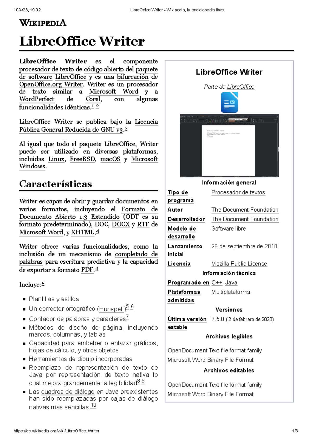 Libre Office Writer - Wikipedia, la enciclopedia libre - wikipedia/wiki ...