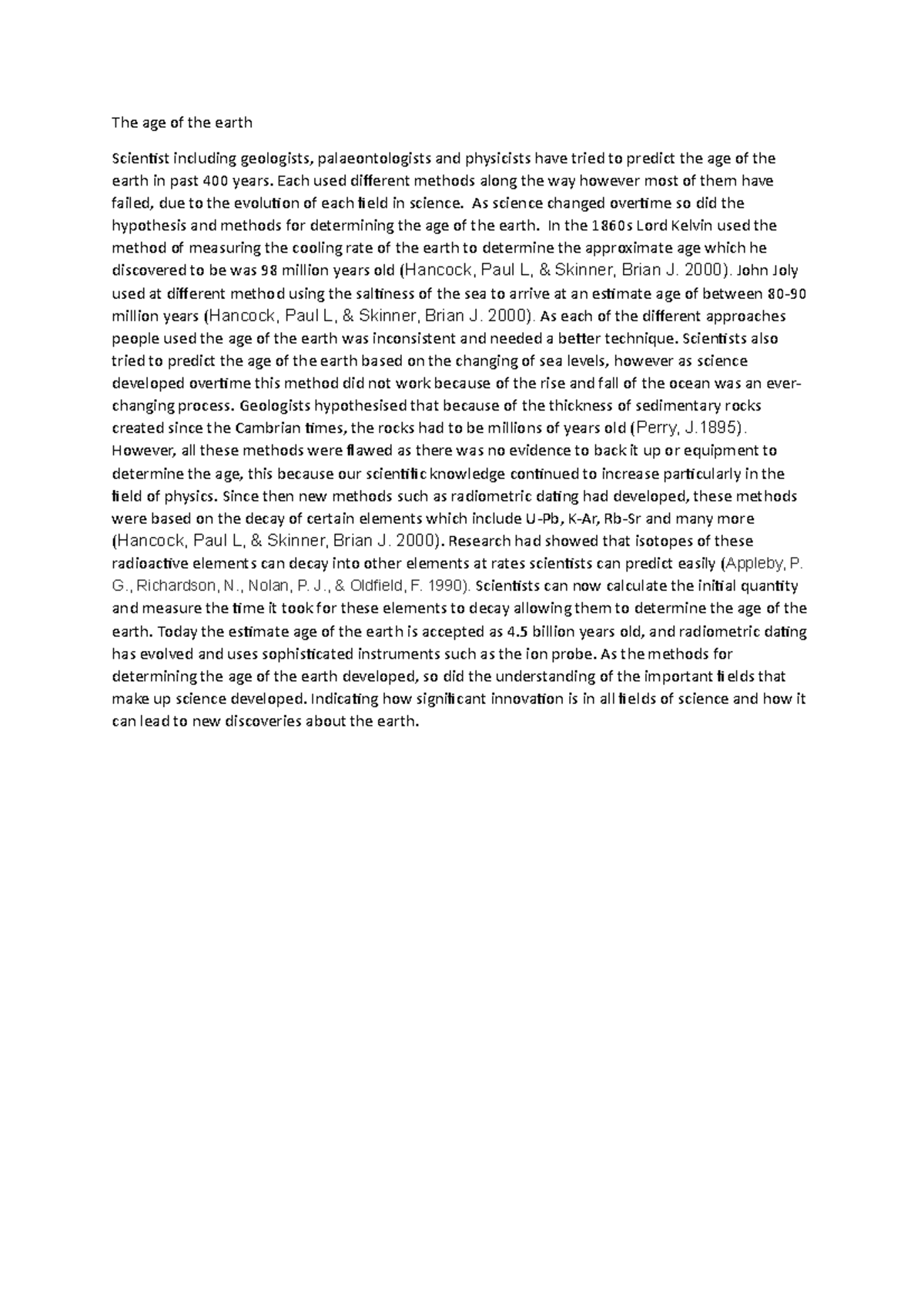 The age of the earth - Summary science notes - The age of the earth ...
