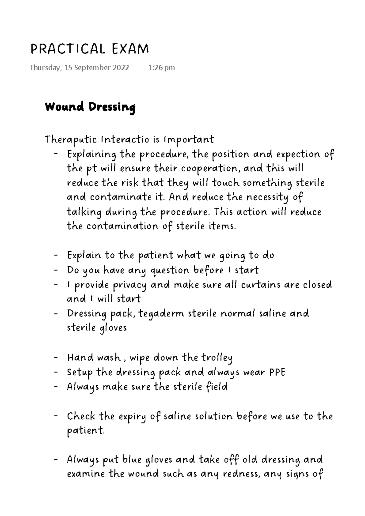 Practical EXAM - Wound Dressing Theraputic Interactio is Important ...