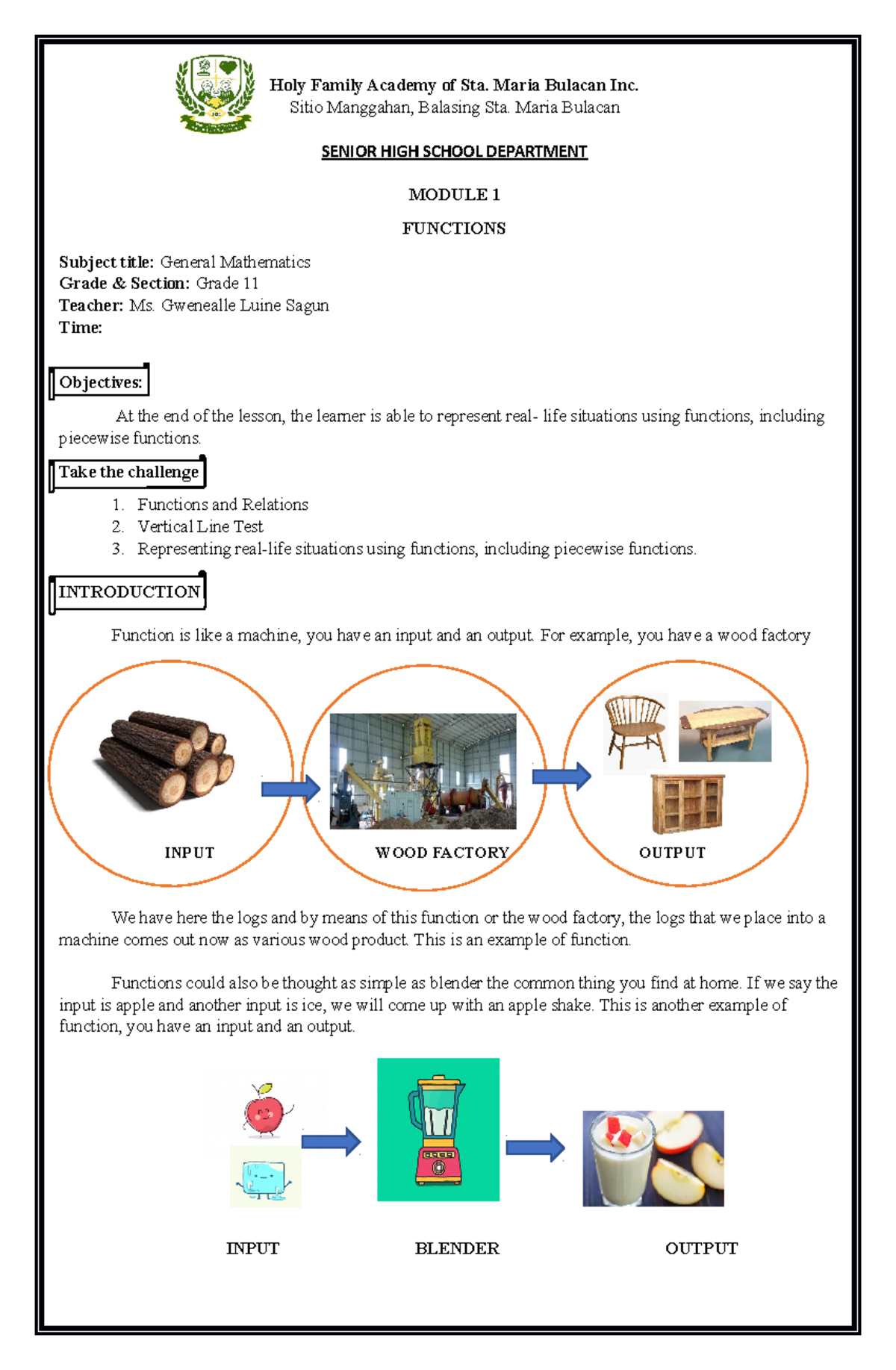 GEN MATH Module 1 - THIS IS FOR SELF LEARNING KIT REGARDING MATHEMATICS ...