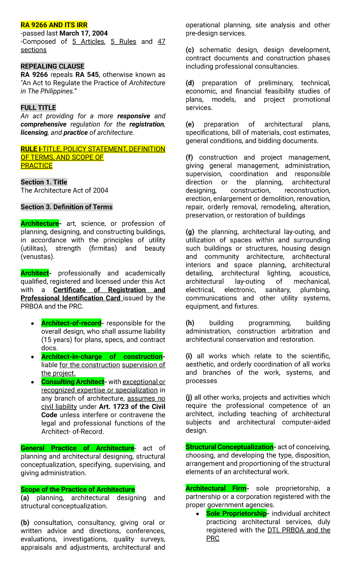 Proprac reviewer - lecture - RA 9266 AND ITS IRR passed last March 17 ...