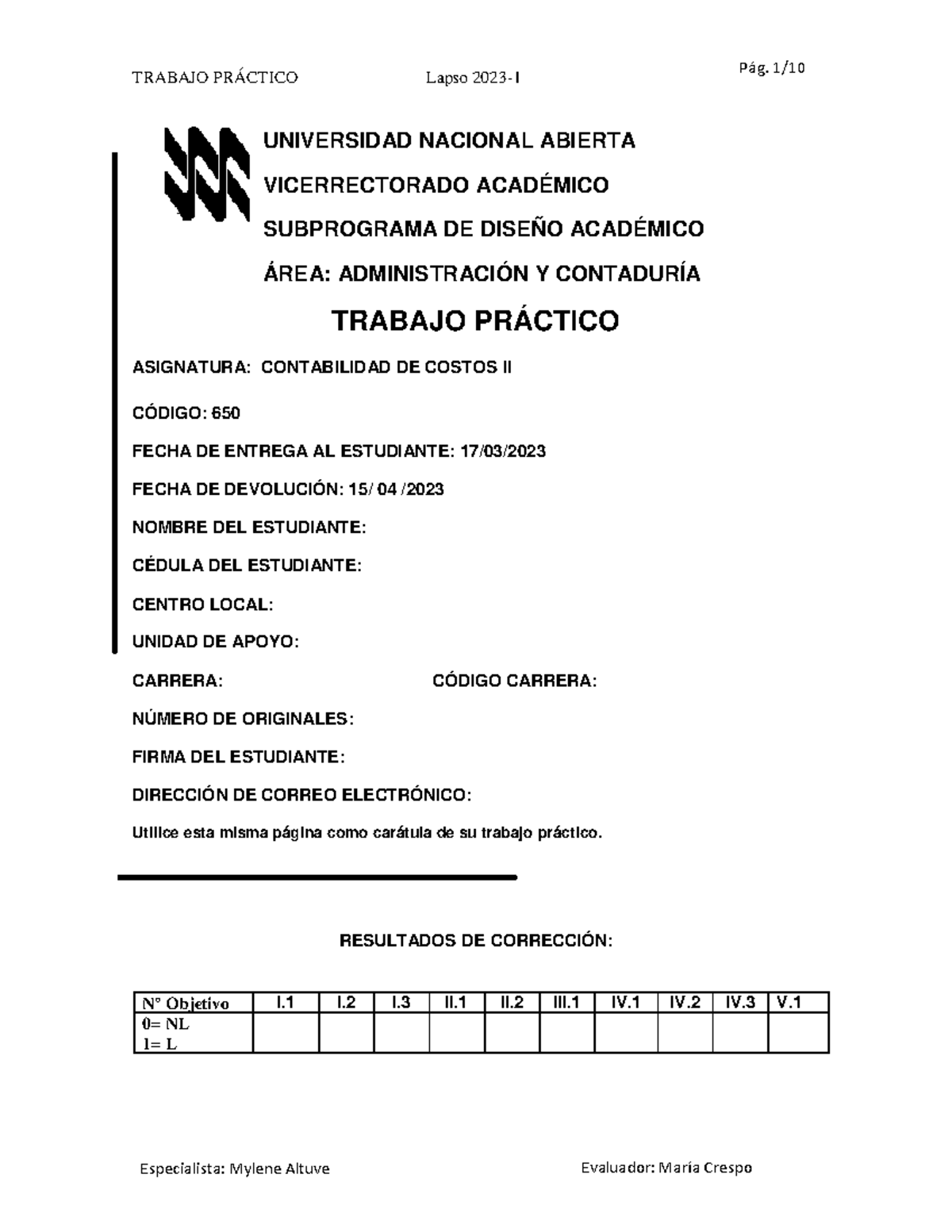 TP 650 2023-1 - TRABAJO PRÁCTICO Lapso 2023 - 1 UNIVERSIDAD NACIONAL ...