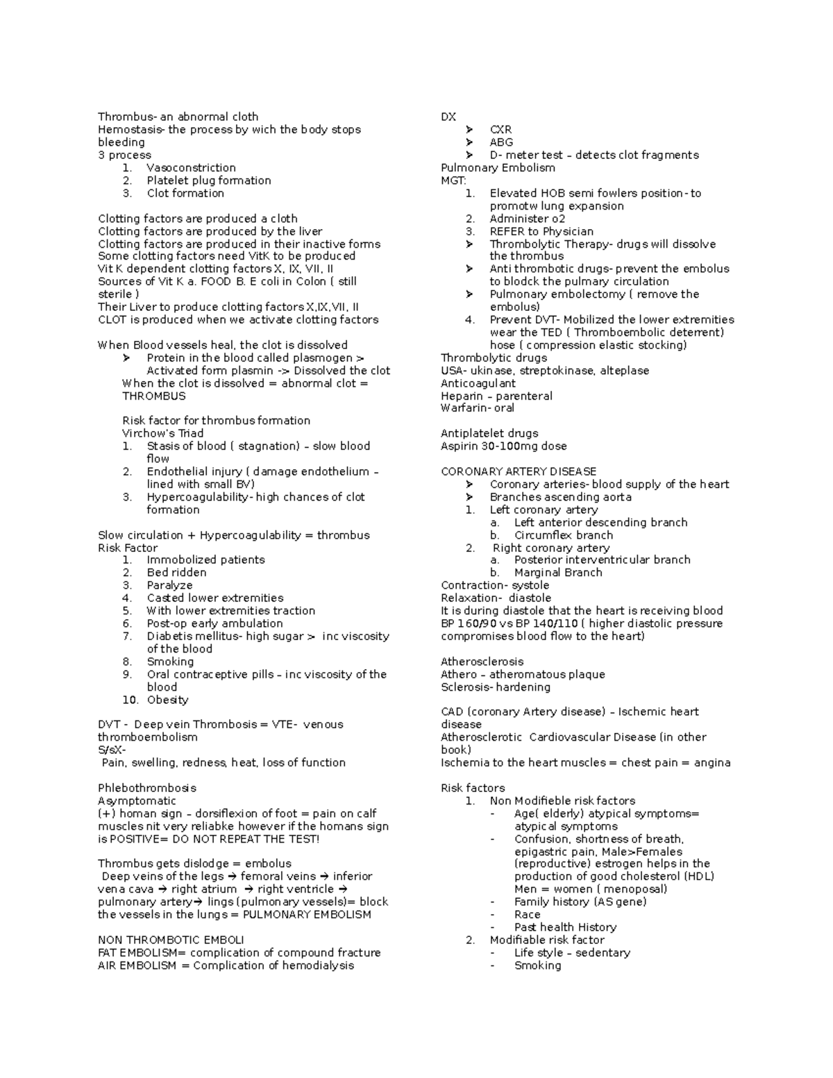Ms3 lec - MS3 endo - Thrombus- an abnormal cloth Hemostasis- the ...