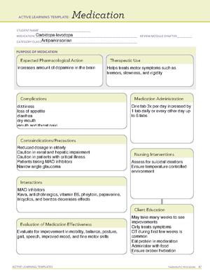 Selegiline ati assignments - ACTIVE LEARNING TEMPLATES THERAPEUTIC ...