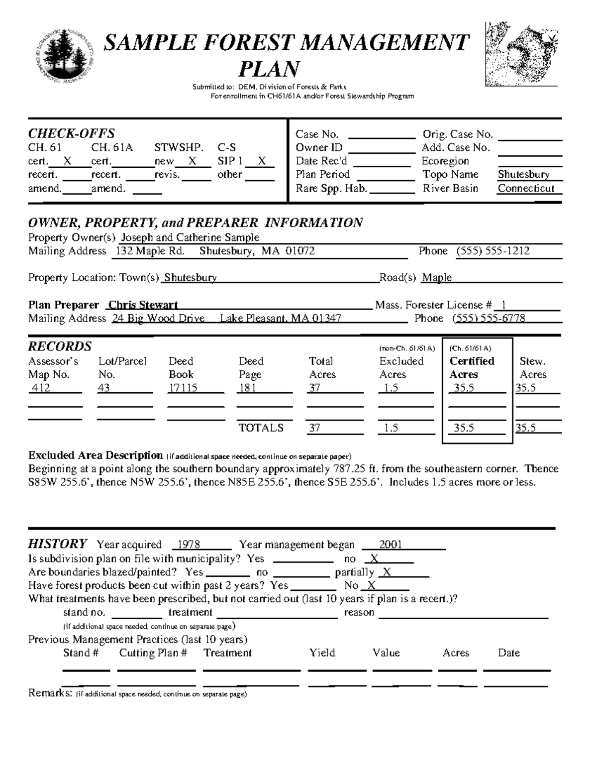 Nrcs144p2 013802 sample legal doc - SAMPLE FOREST MANAGEMENT PLAN ...