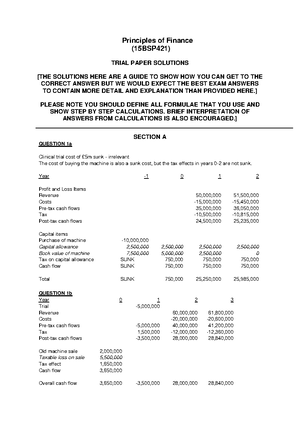 Principles of Finance Sample Exam - Principles of Finance (BSP421 ...