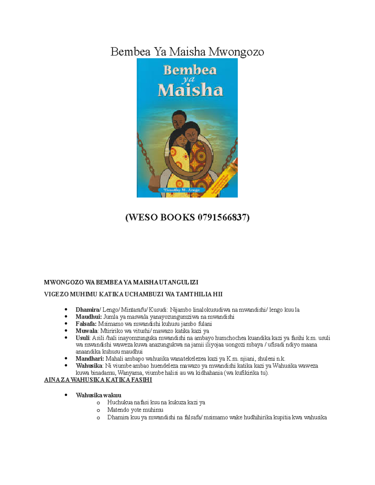 Bembea Ya Maisha Mwongozo - Bembea Ya Maisha Mwongozo (WESO BOOKS ...