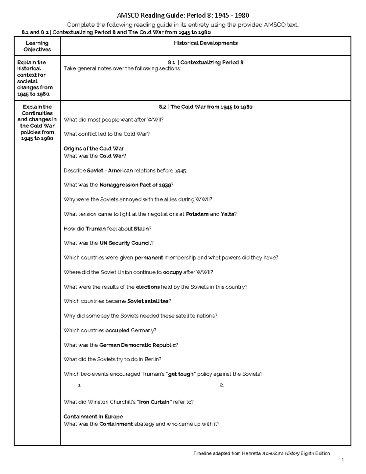 Unit89notescombo - notes for unit 8-9 - AMSCO Reading Guide: Period 8: ...