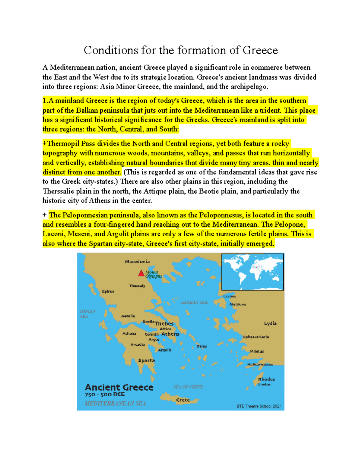 Conditions for the formation of Greece - Greece's ancient landmass was ...