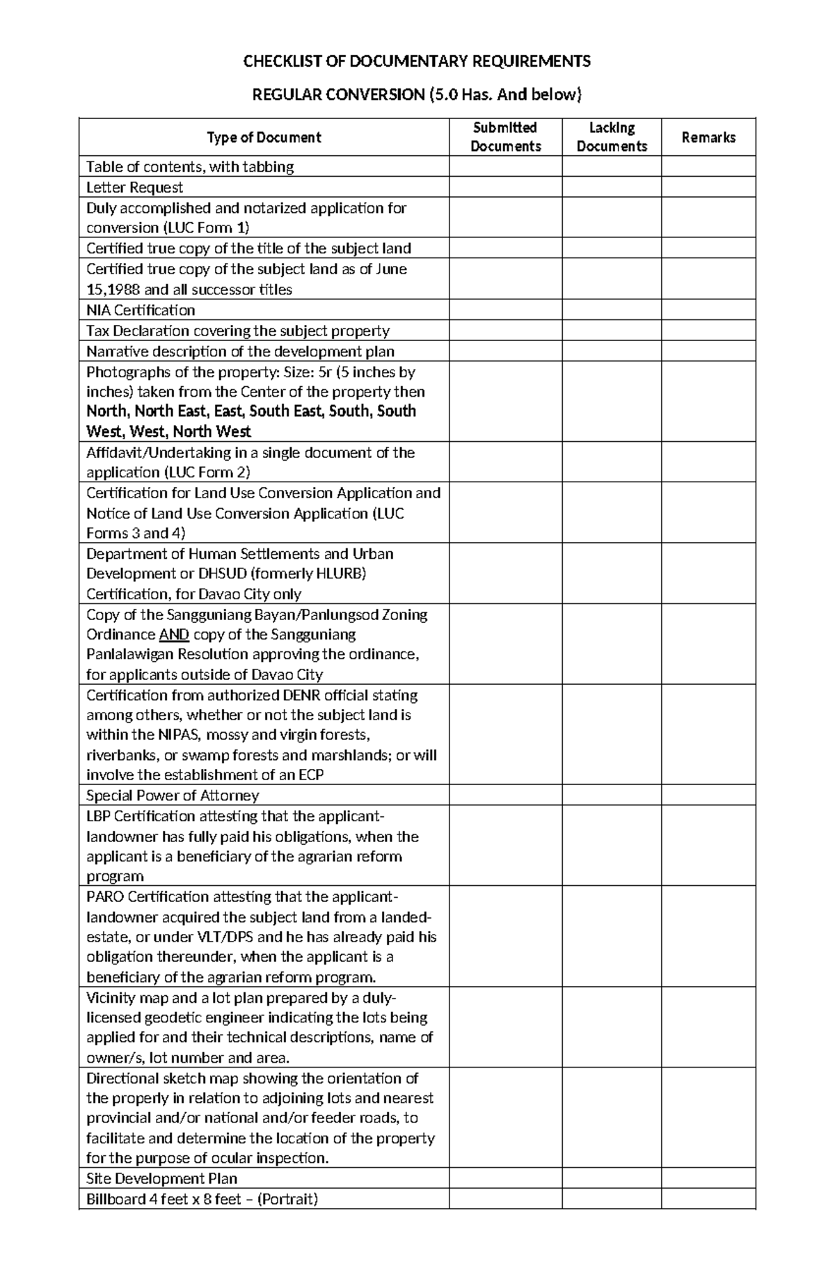 Checklist OF Documentary Requirements - CHECKLIST OF DOCUMENTARY ...