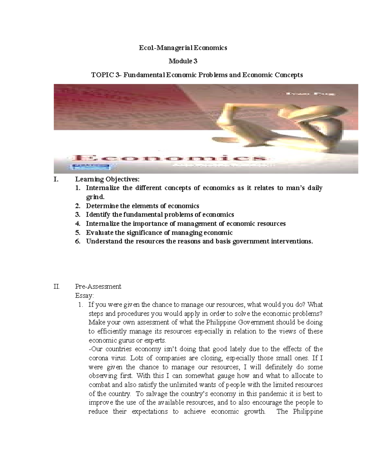 Module 3 - Managerial Economics - Eco1-Managerial Economics Module 3 ...