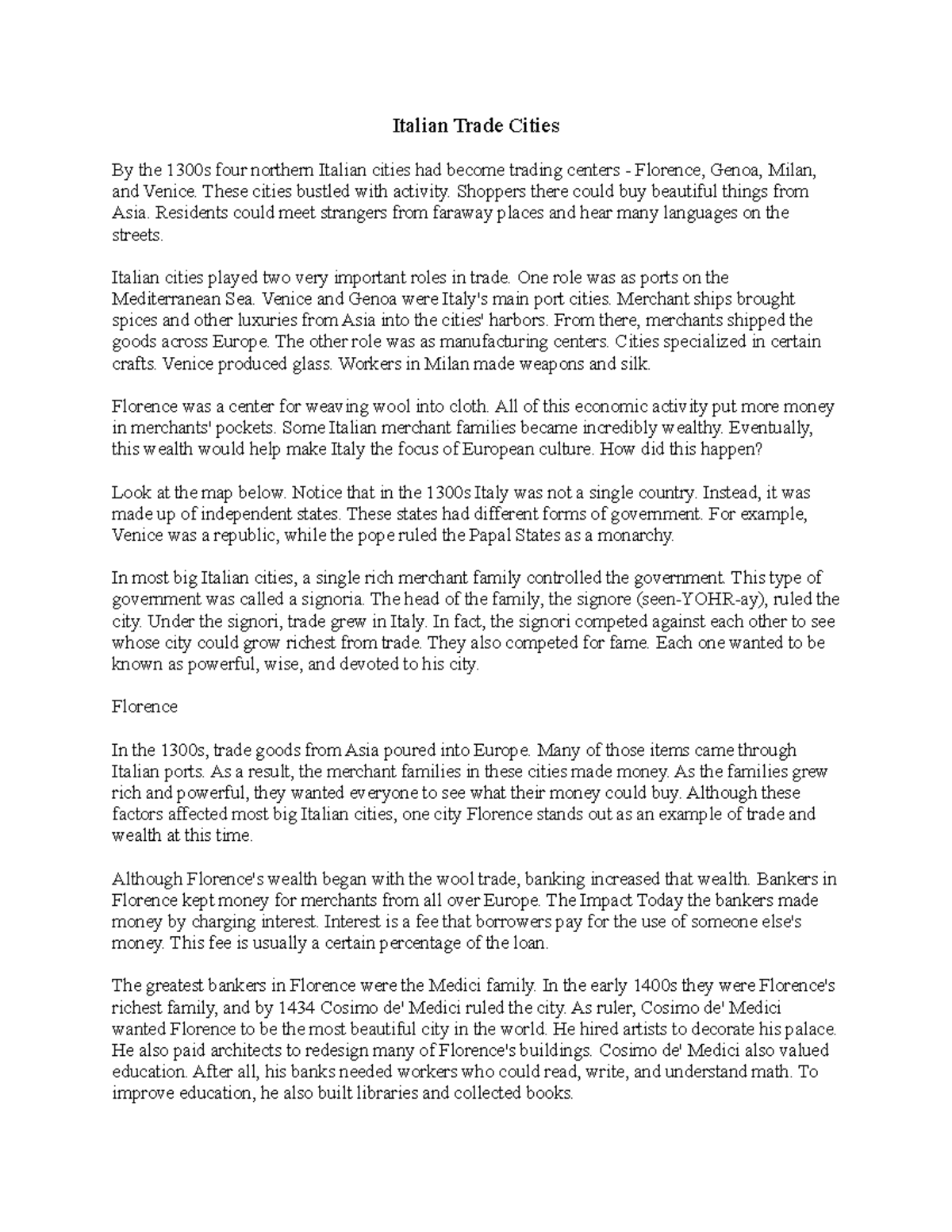 Italian Trade Cities - Springer - Italian Trade Cities the 1300s four ...