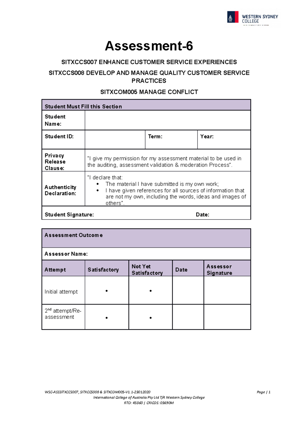 Assessment-Task-6 - assignment - Assessment- SITXCCS007 ENHANCE ...
