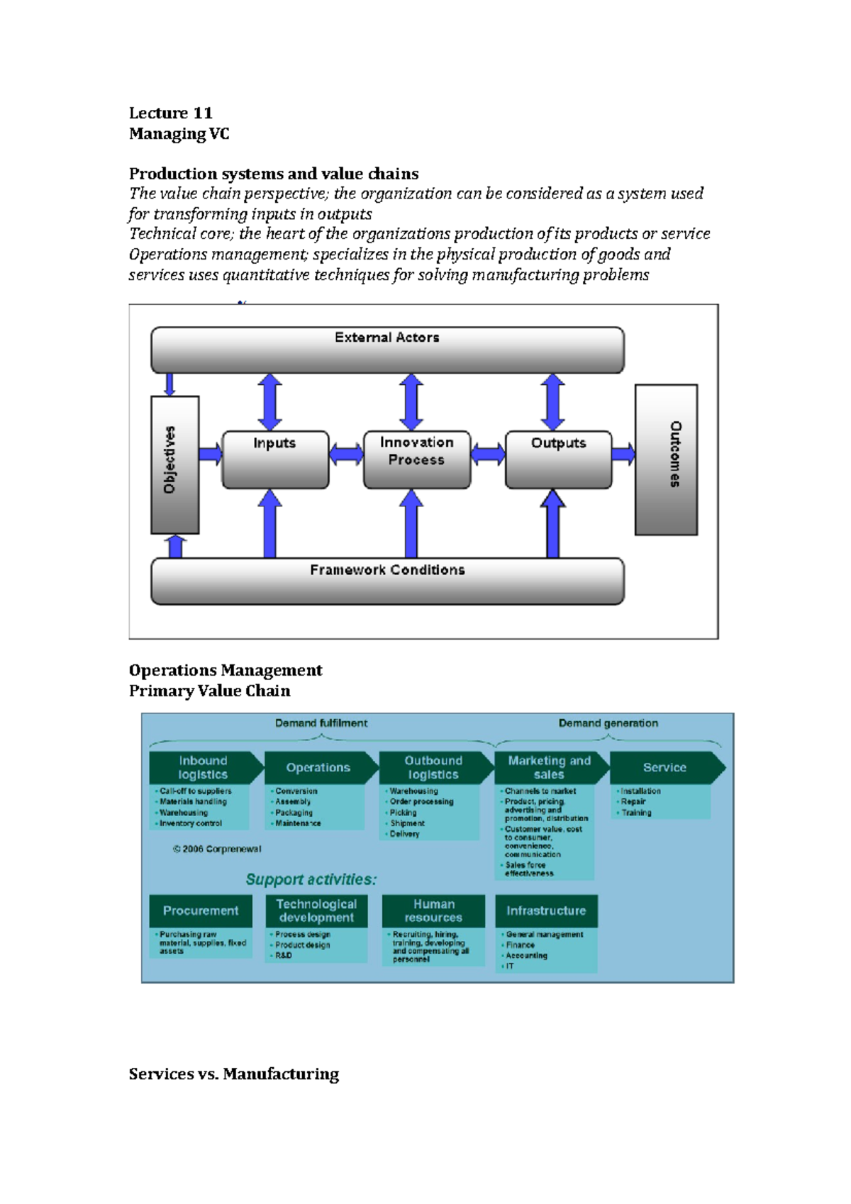 Lecture 11 - Lecture 11 Managing VC Production systems and value chains ...