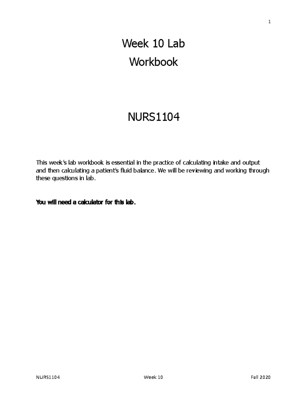 Week 10 lab workbook - look inside - Week 10 Lab Workbook NURS This ...