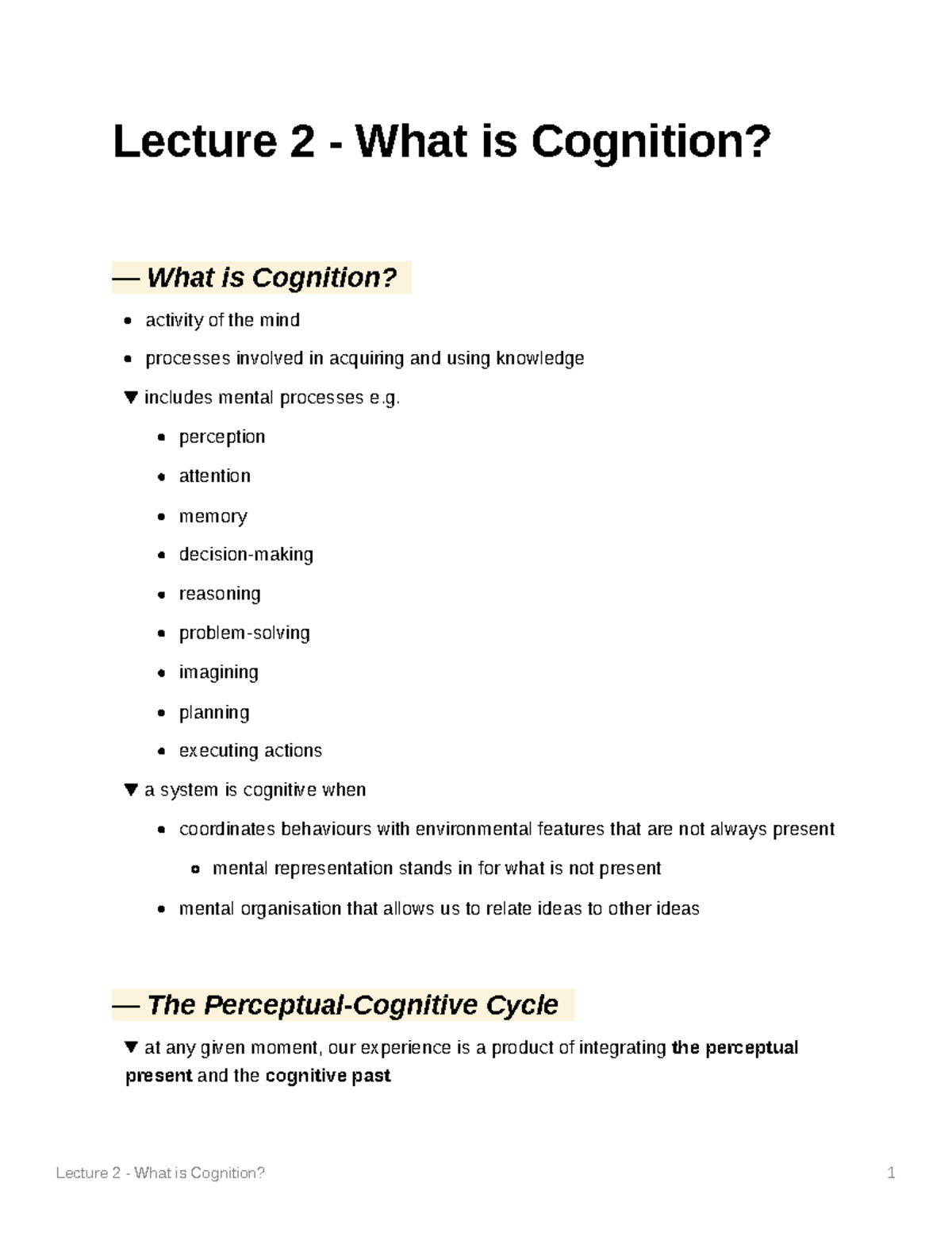What is cognition? - perception attention memory decision-making ...