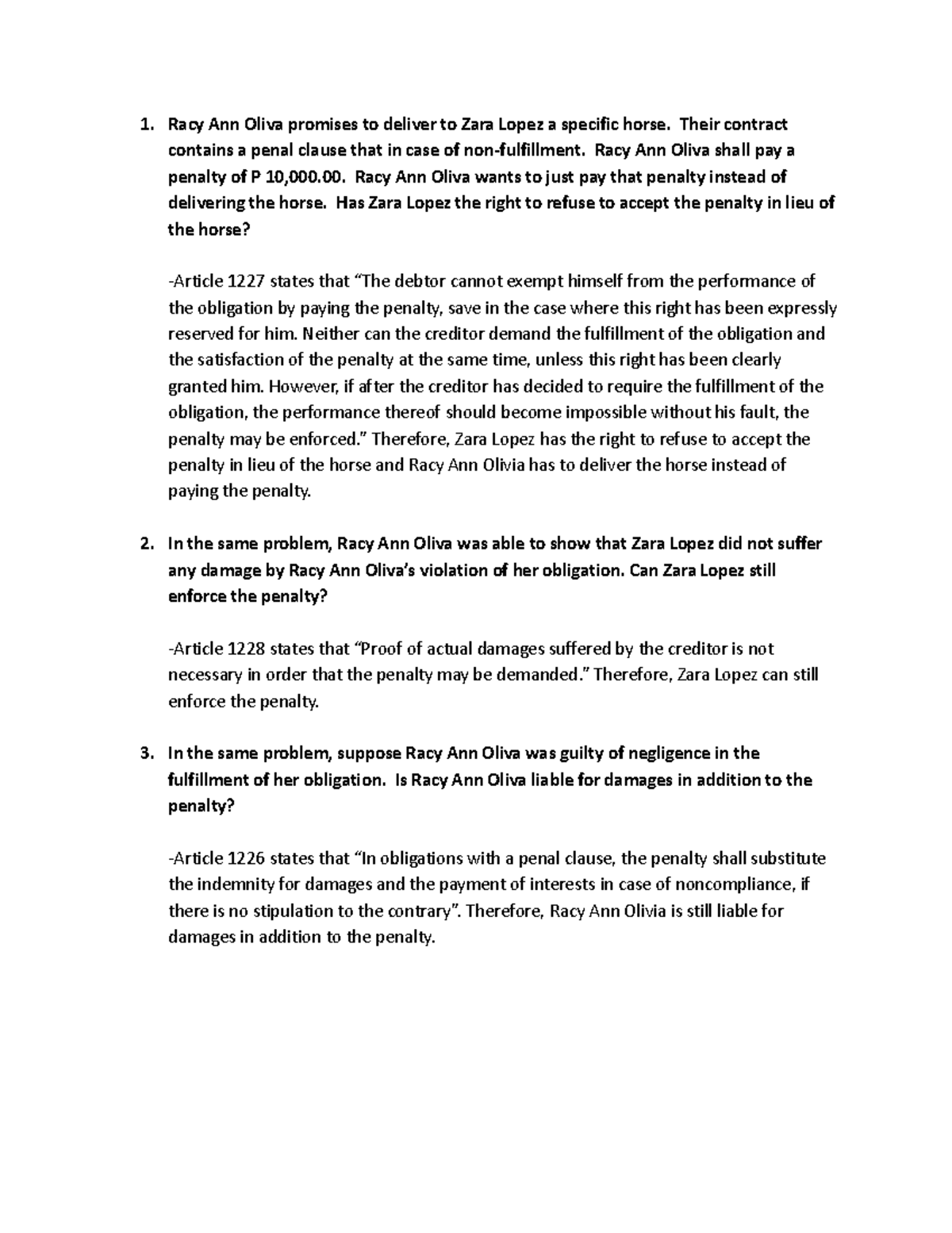 Baclaw Obligations With A Penal Clause Quiz - Racy Ann Oliva promises ...