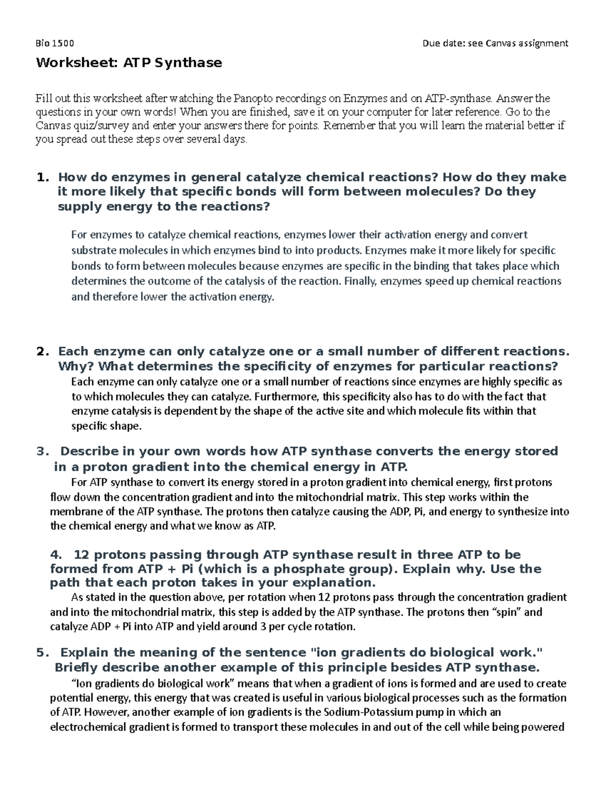 #10 ATP-synthase-1 - Homework 10 Dr. Liscum - Bio 1500 Due date: see ...