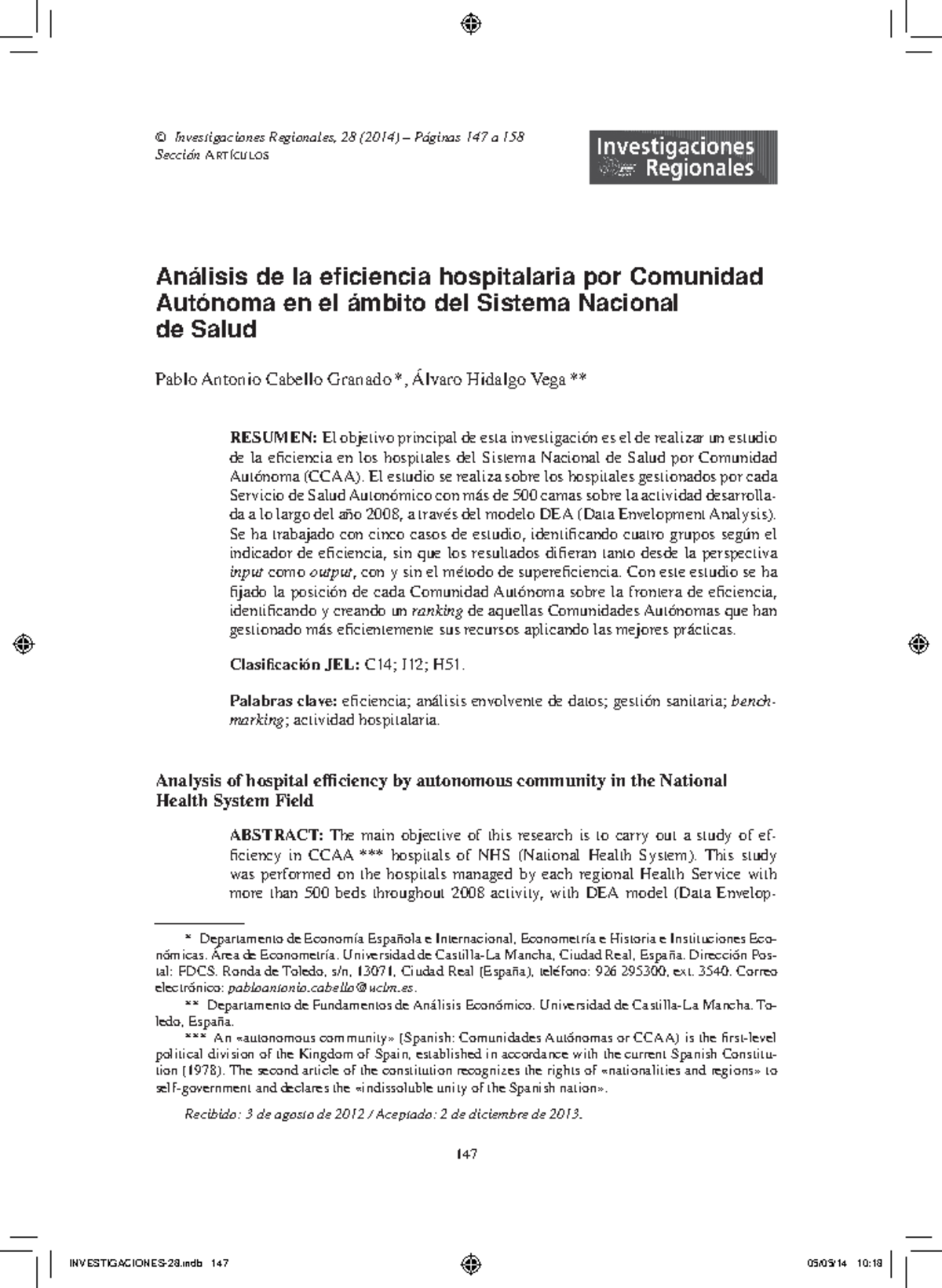 Paper Amigo Pablo Antonio Cabello Granado - © Investigaciones ...