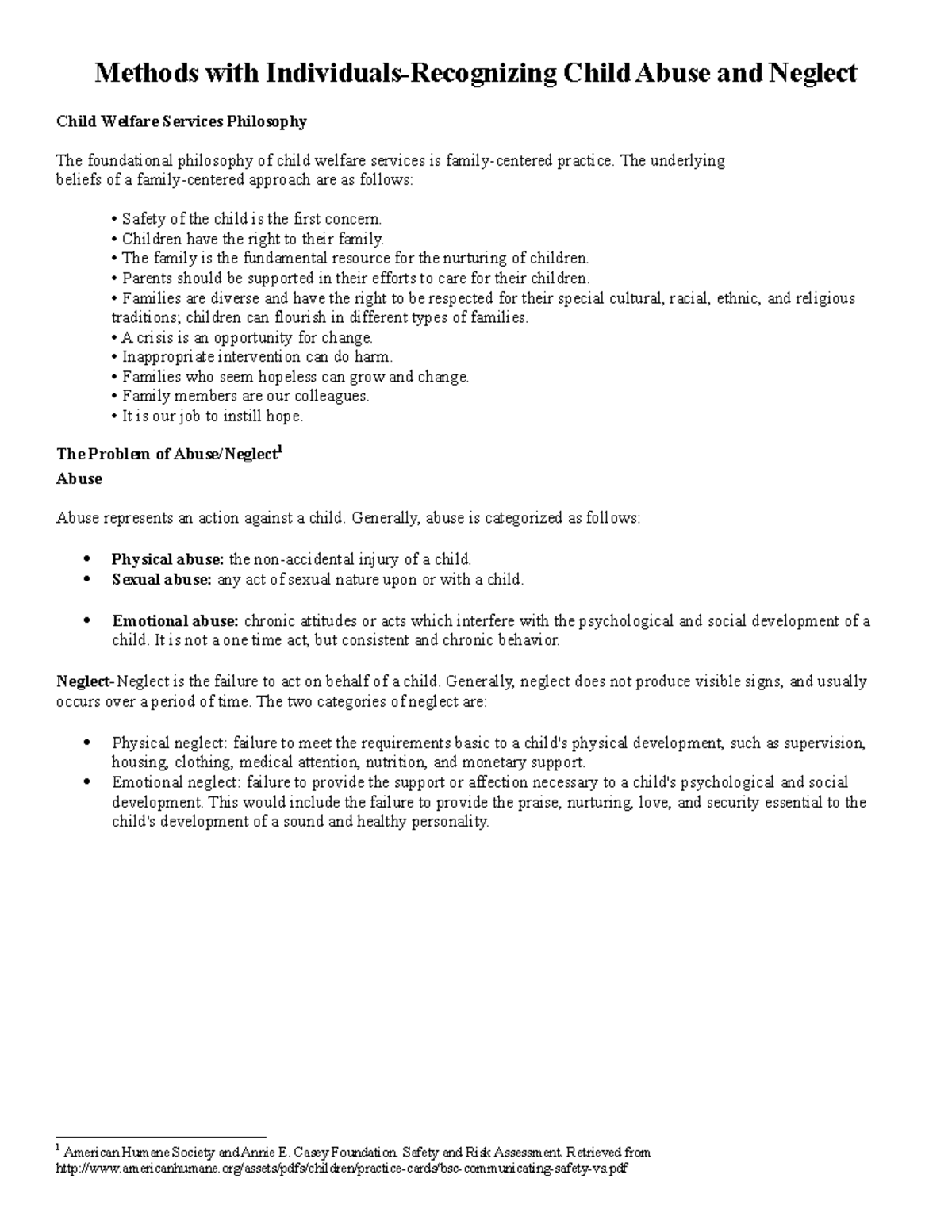 Methods-Recognizing Child Abuse and Neglect Fall 2020 - Methods with ...