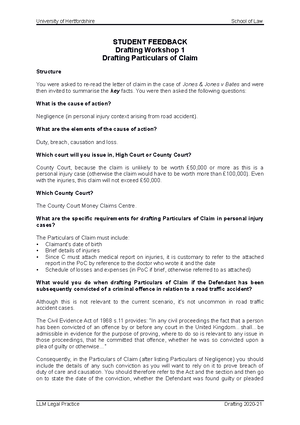 Particulars of Claim 23-24 - University of Hertfordshire School of Law ...