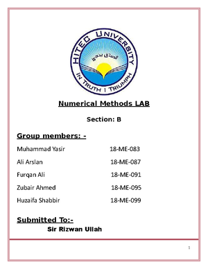 Numerical Method Lab manual (MATLAB) - MGM JAWAHARLAL NEHRU ENGINEERING ...