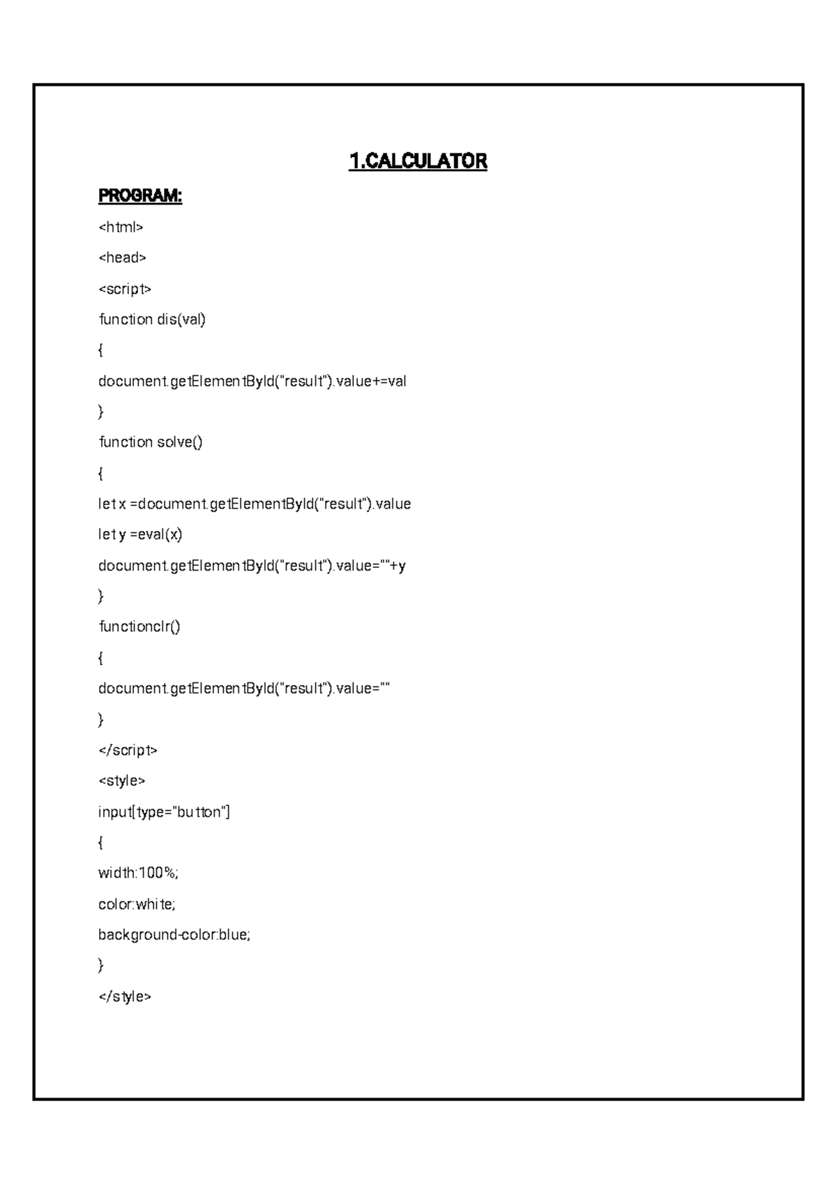 Record 10 program( Final) - 1 .CALCULATOR PROGRAM: function dis(val ...