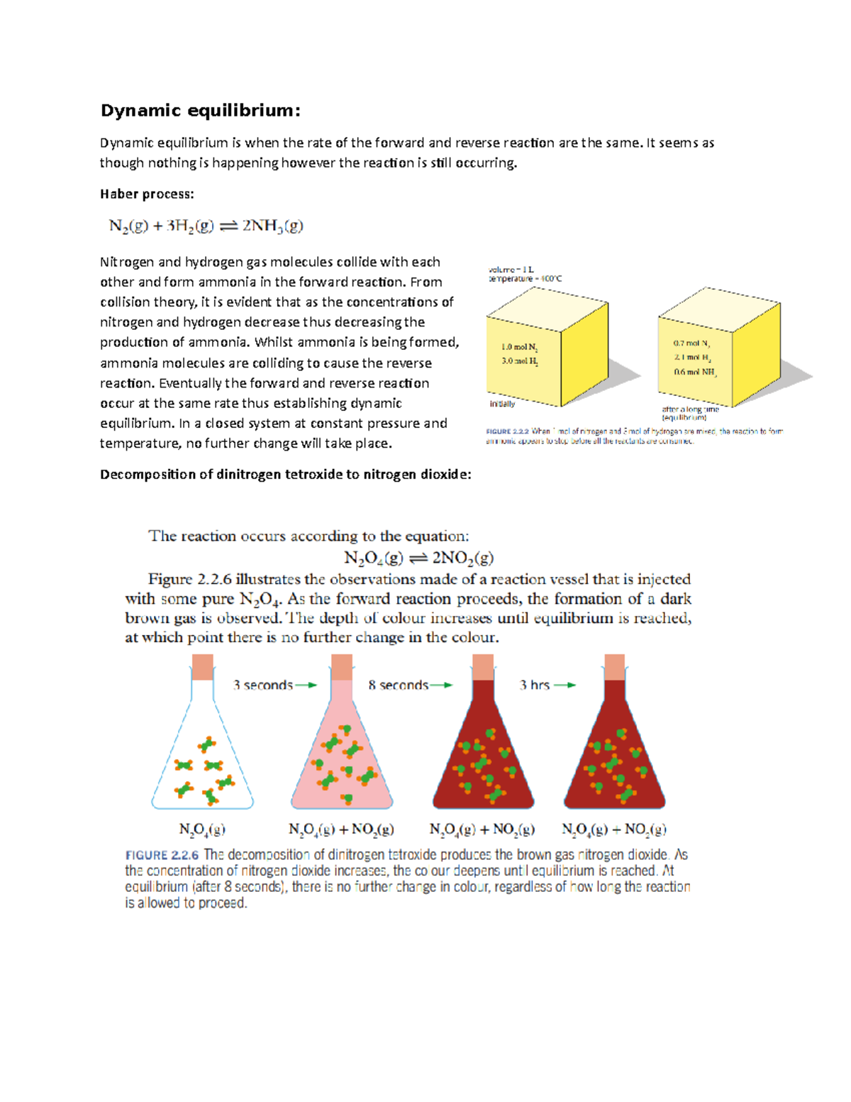 Dynamic equilibrium - chemistry notes - Dynamic equilibrium: Dynamic ...