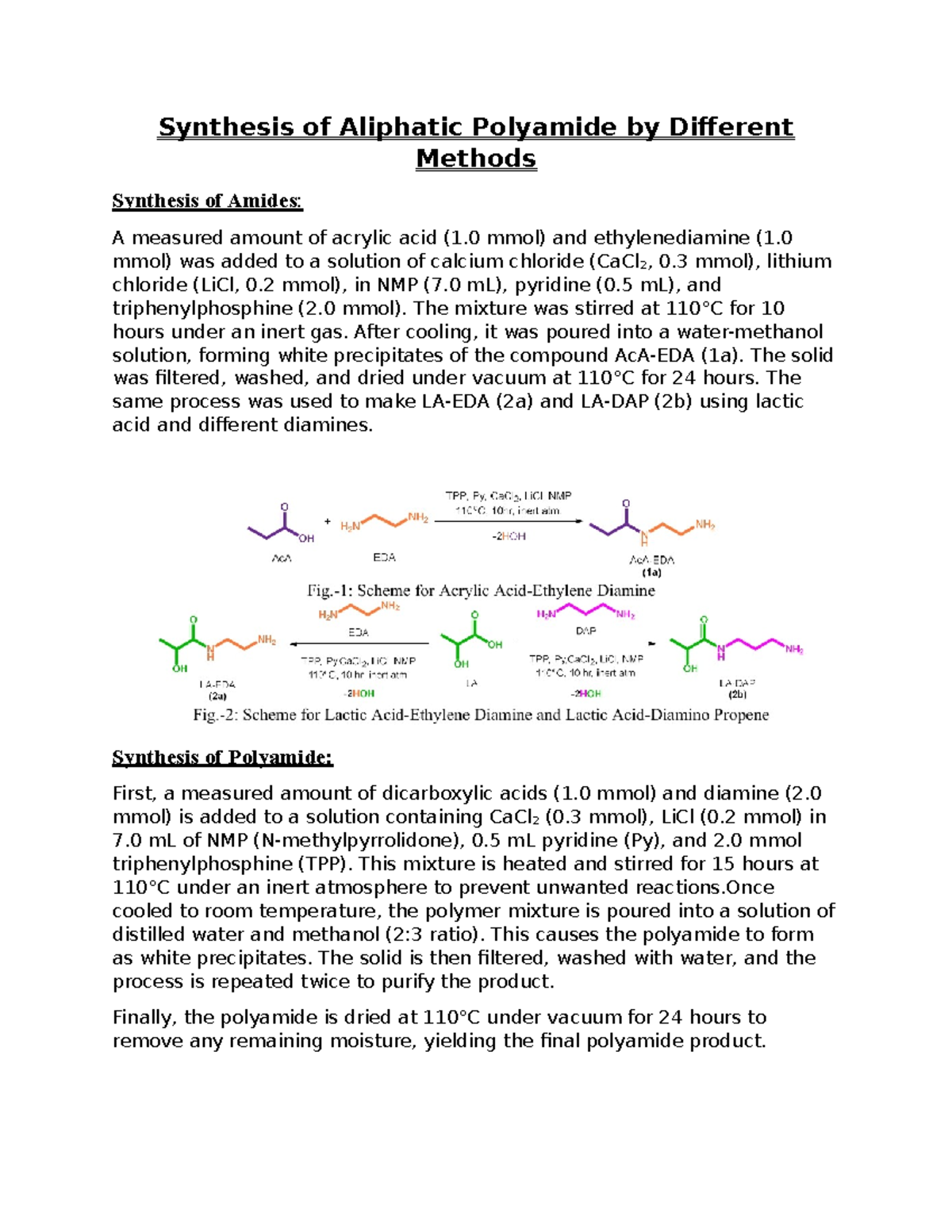 Polymer assignment - Synthesis of Aliphatic Polyamide by Different ...
