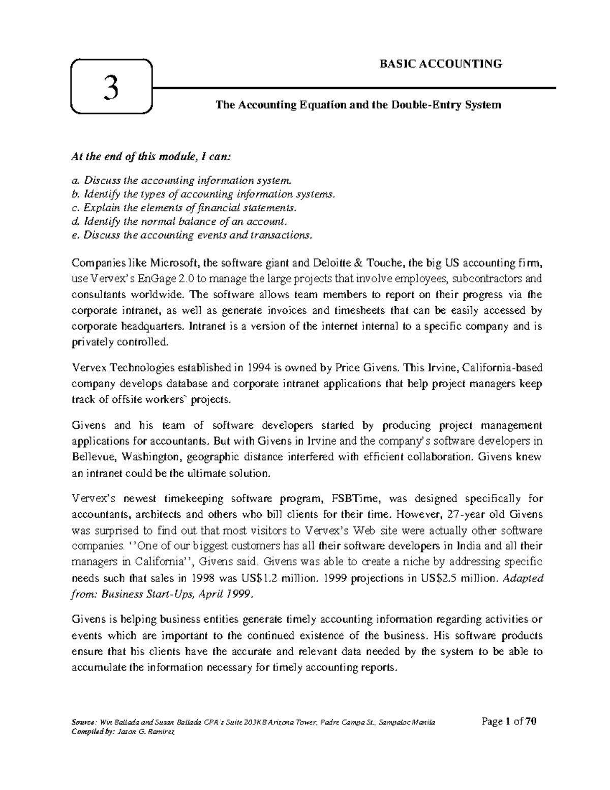 Chapter 3 WIN BALLADA LECTURE ACCOUNTING - Source : Win Ballada and ...