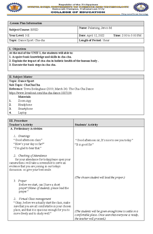 Lesson PLAN Science 3 - Date: Lesson Plan in Science 3 (Lesson 1) I ...