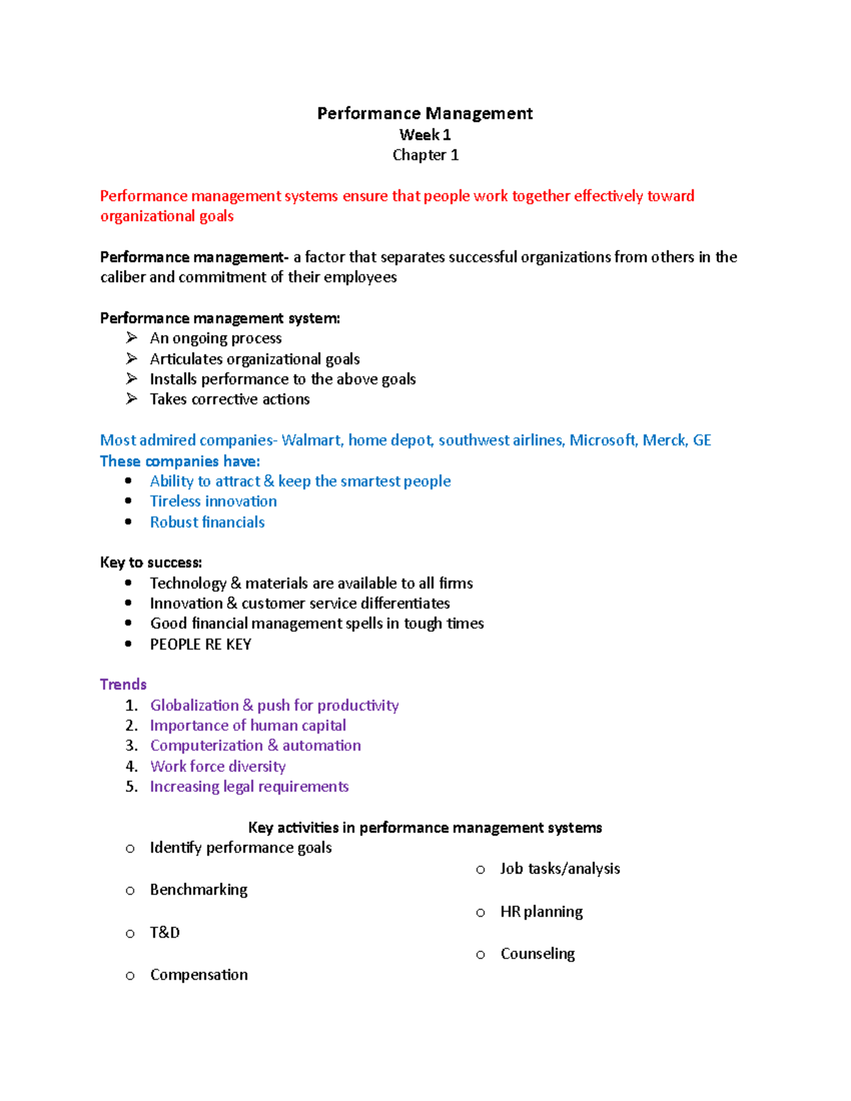 Notes - Performance Management Week 1 Chapter 1 Performance management ...