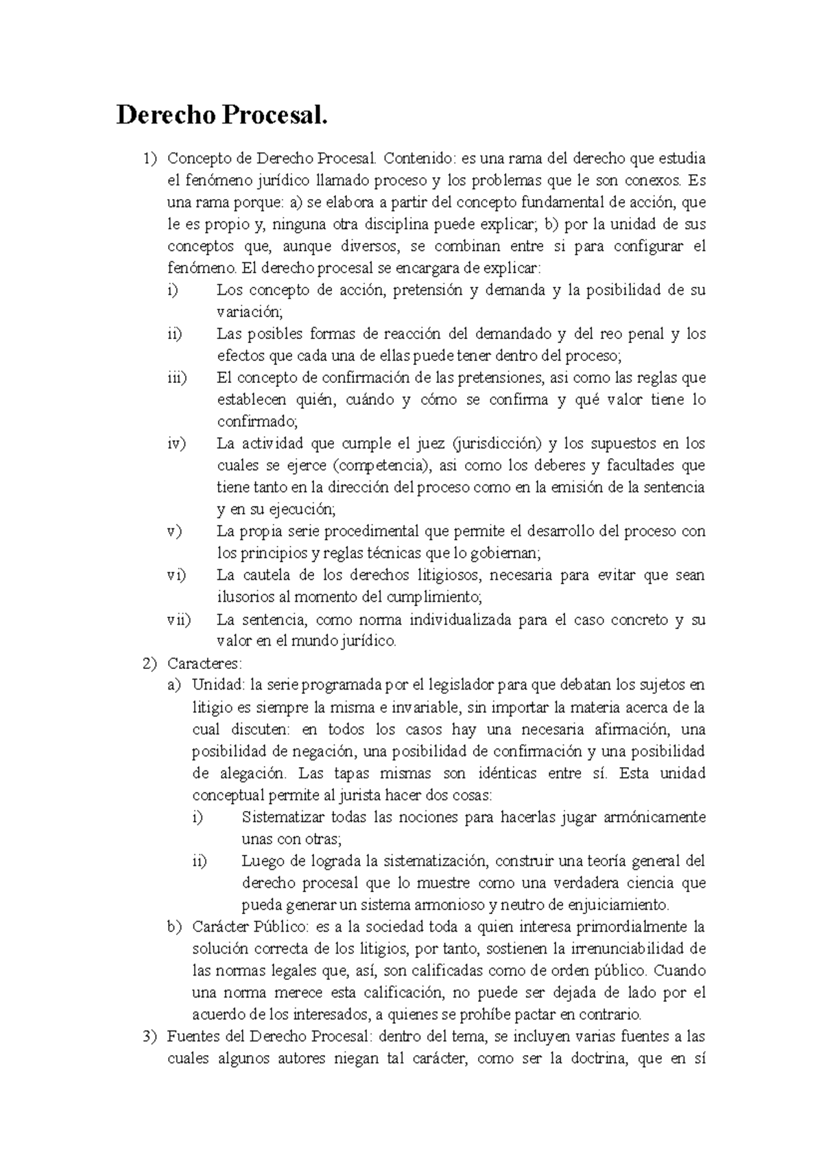 Apuntes Teoria General del Proceso - Derecho Procesal. 1) Concepto de ...
