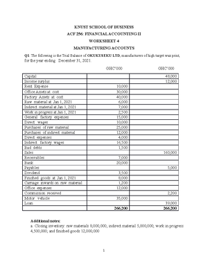 Worksheet 2 Depreciation Accounting - KNUST SCHOOL OF BUSINESS ACF 256 ...