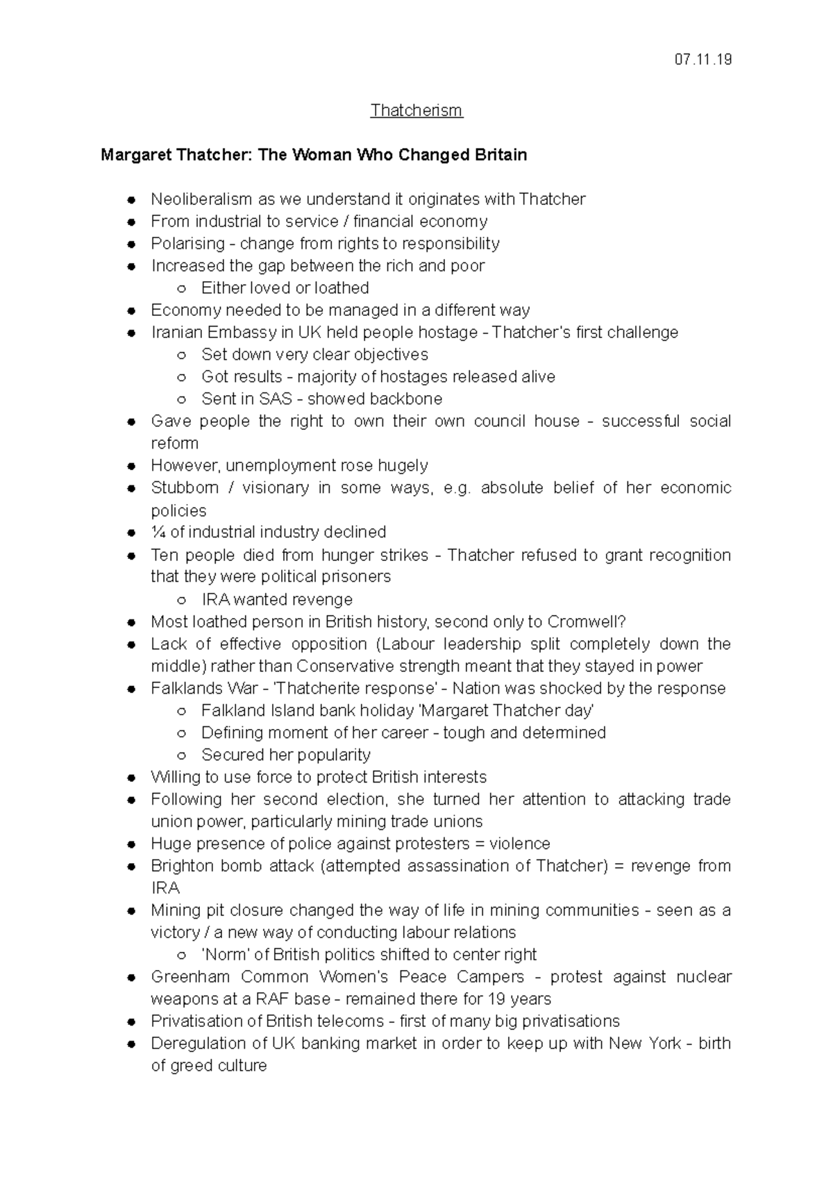 Thatcherism - Chris Hammerton lecture - Thatcherism Margaret Thatcher ...