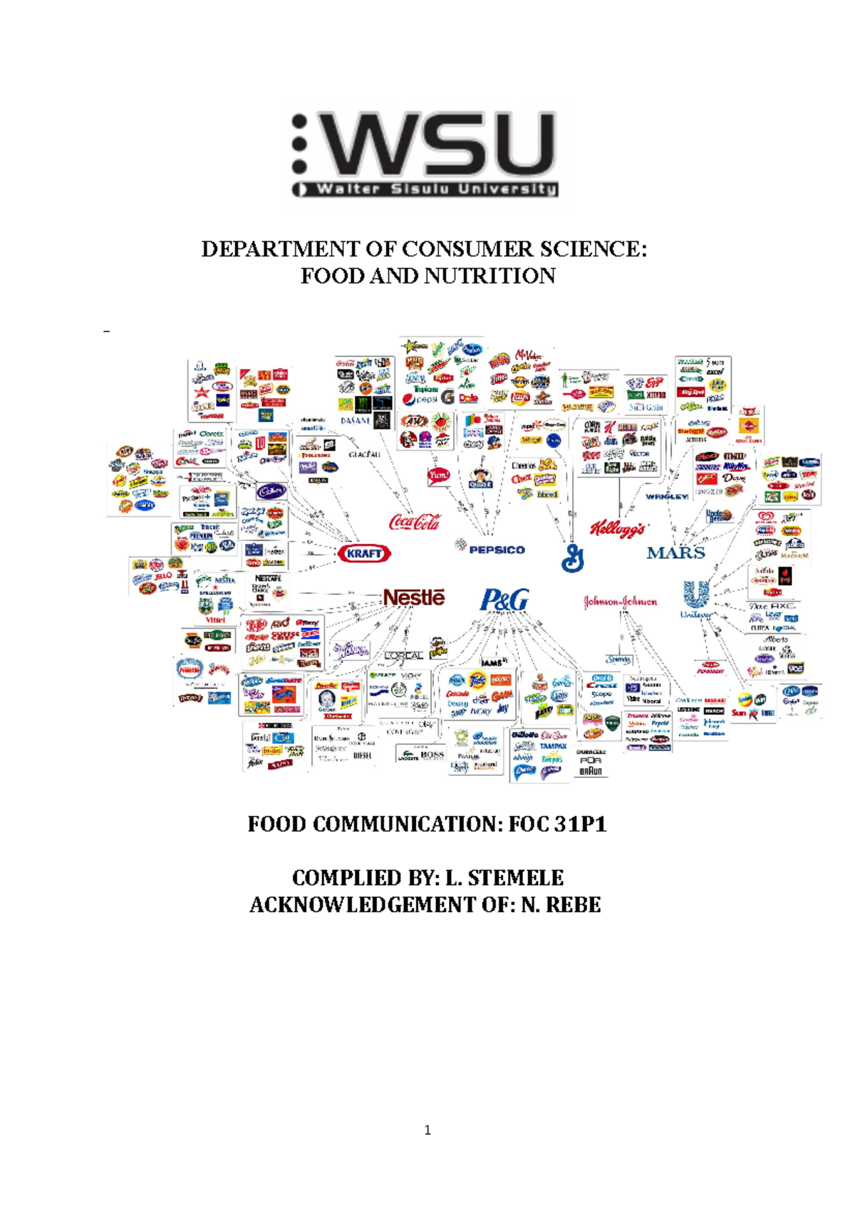 Food communication chapter 2 - DEPARTMENT OF CONSUMER SCIENCE: FOOD AND ...