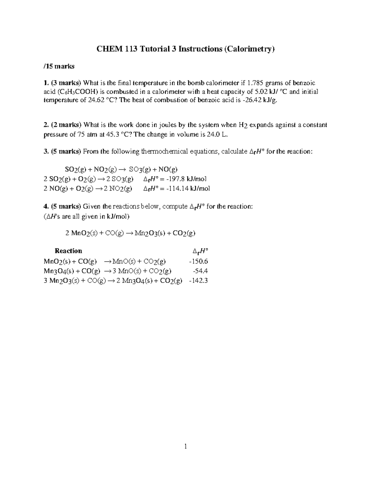 CHEM113 Tutorial 3 - notes - 1 CHEM 113 Tutorial 3 Instructions ...