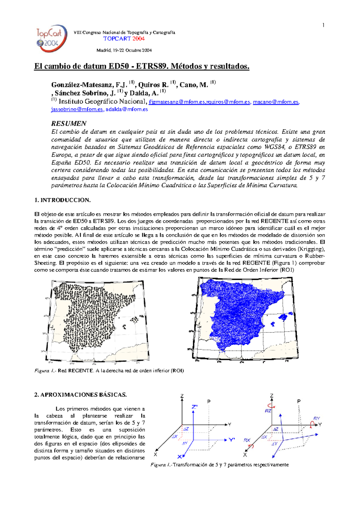 Cambio de Datum ED50 a ETRS89 - VIII Congreso Nacional de Topografía y ...