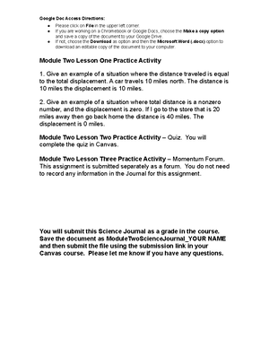 Module 8 lesson 2 pathway 2 activity - Google Doc Access Directions ...