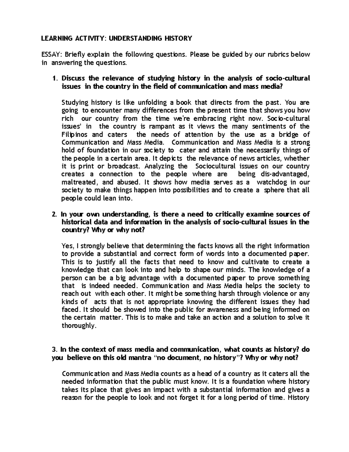 Learning Activity FILE 1 - LEARNING ACTIVITY: UNDERSTANDING HISTORY ...