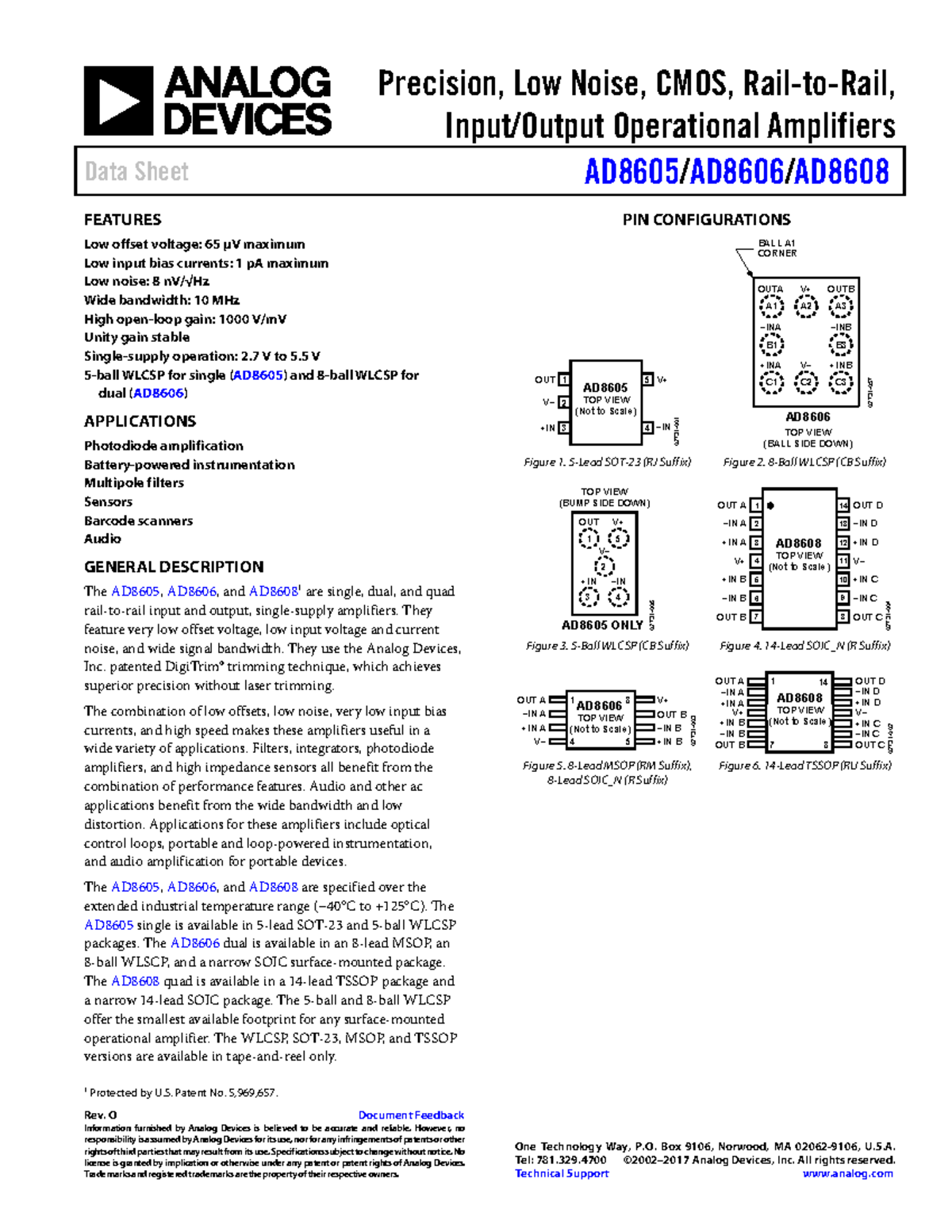 AD8605 8606 8608 - Lecture notes 6 - Precision, Low Noise, CMOS, Rail ...