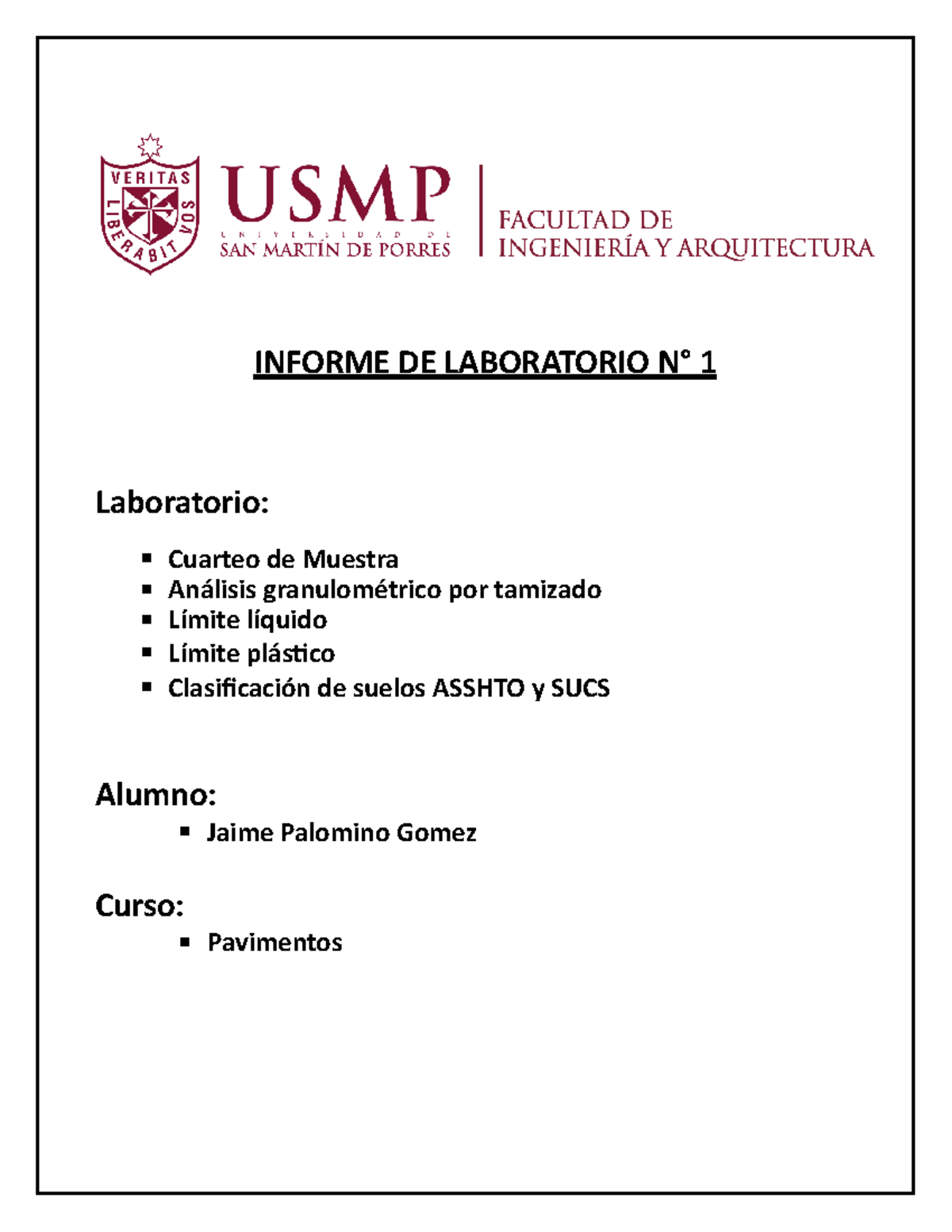 Informe De Laboratorio 1 Informe De Laboratorio N° 1 Laboratorio