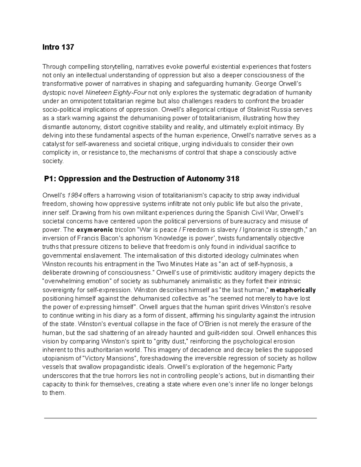 1984 essay: Storytelling - Intro 137 Through compelling storytelling ...