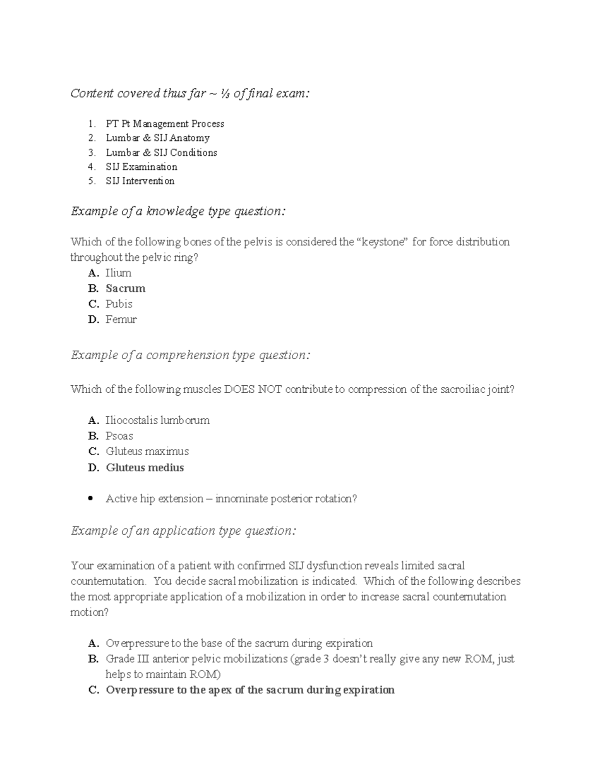 Lab 7 Week 1 Review - Content covered thus far ~ ⅓ of final exam: 1. PT ...