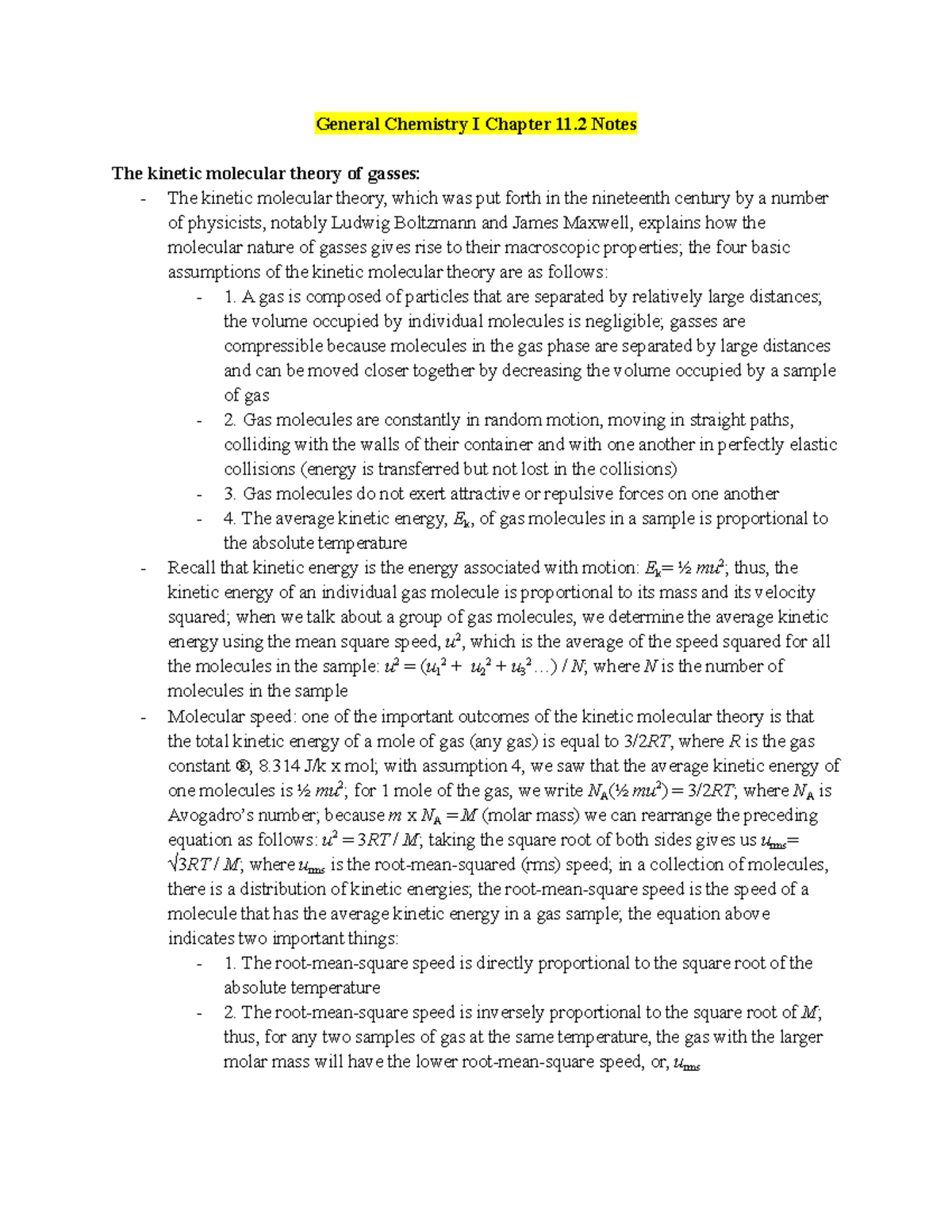 General Chemistry I Chapter 11.2 Notes - General Chemistry I Chapter 11 ...