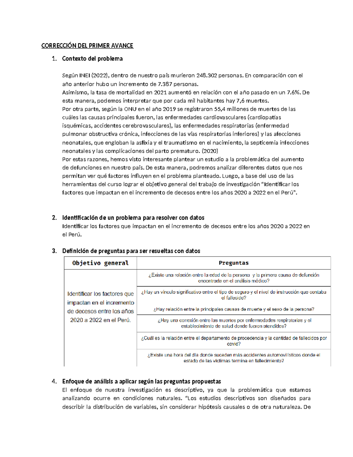 Segundo avance - exitos - CORRECCIÓN DEL PRIMER AVANCE Contexto del ...