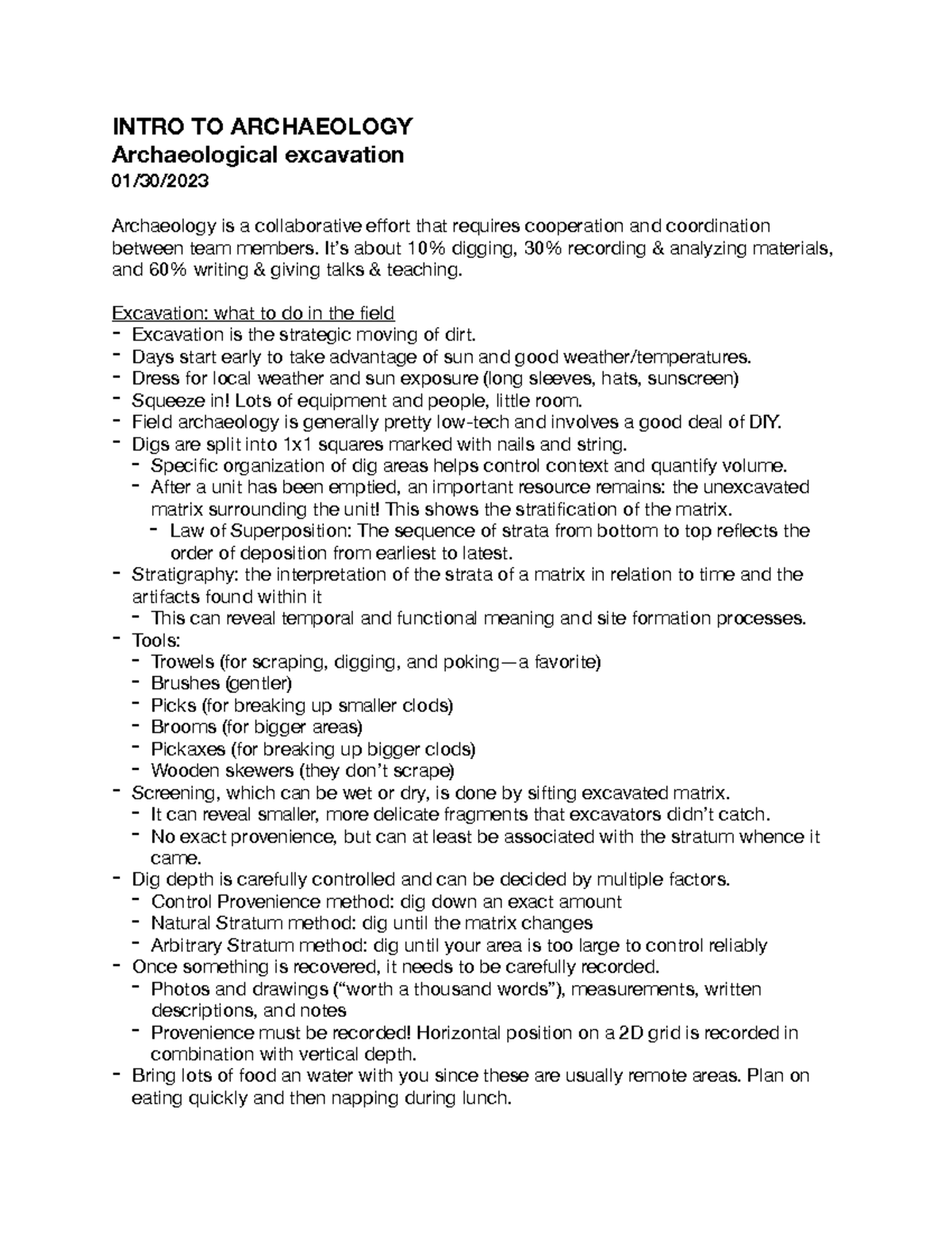 Archaeological excavation - INTRO TO ARCHAEOLOGY Archaeological ...