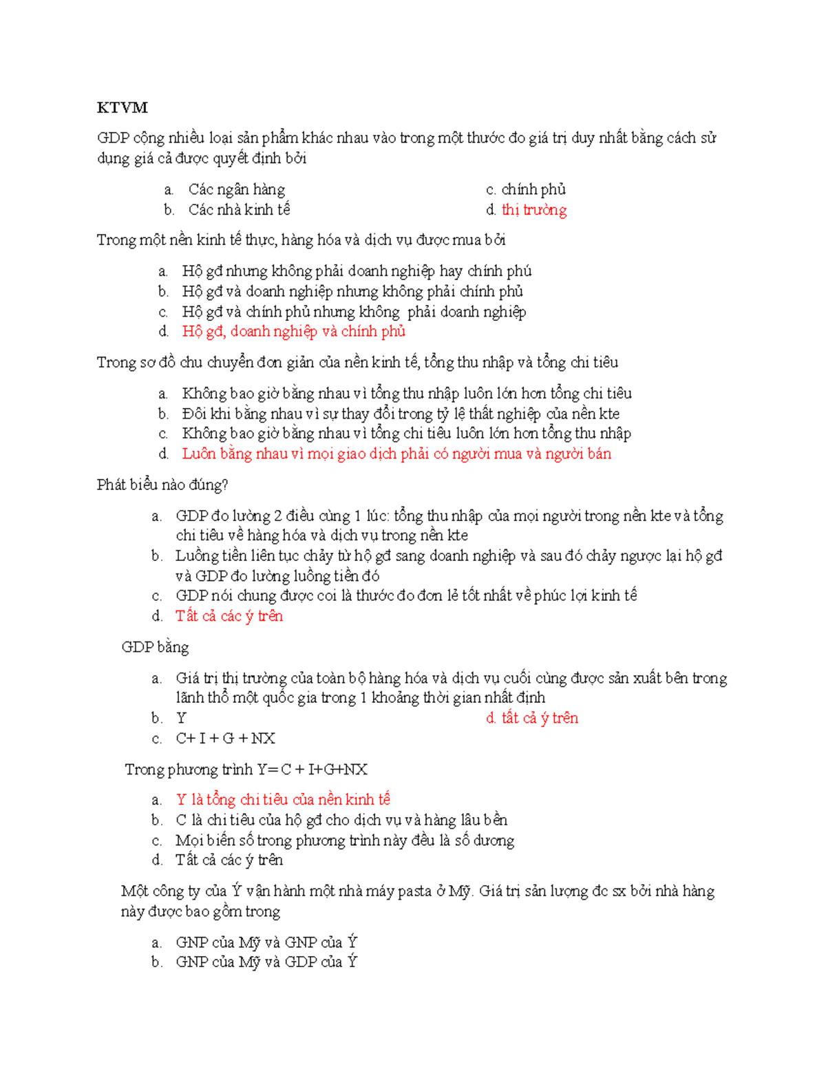 KTVM - lý thuyết - KTVM GDP cộng nhiều loại sản phẩm khác nhau vào ...